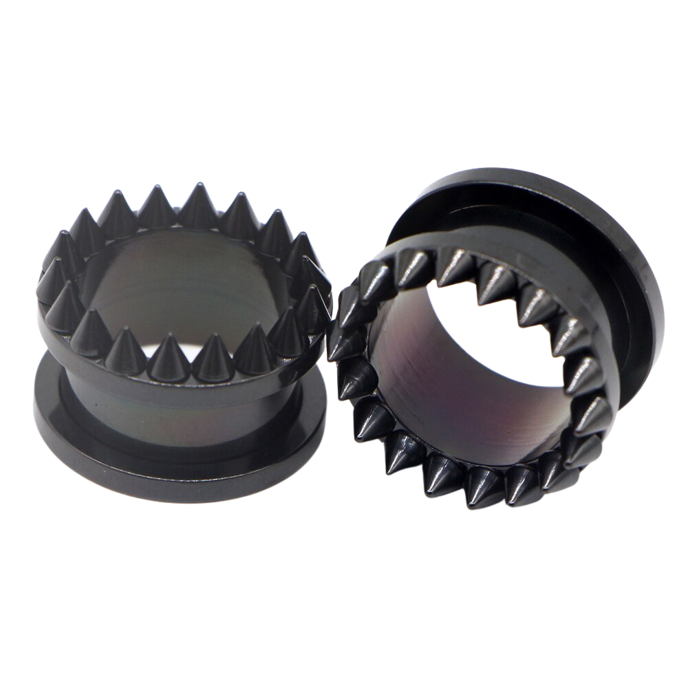 Spiked Black Stainless Steel Ear Plugs – PiercedRepublic